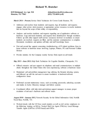 Richard W Bratcher Resume doc | PDF