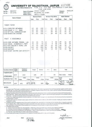 B.E. Marksheet | PDF