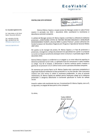 Recomandare Marius Capota Ecoviable | PDF