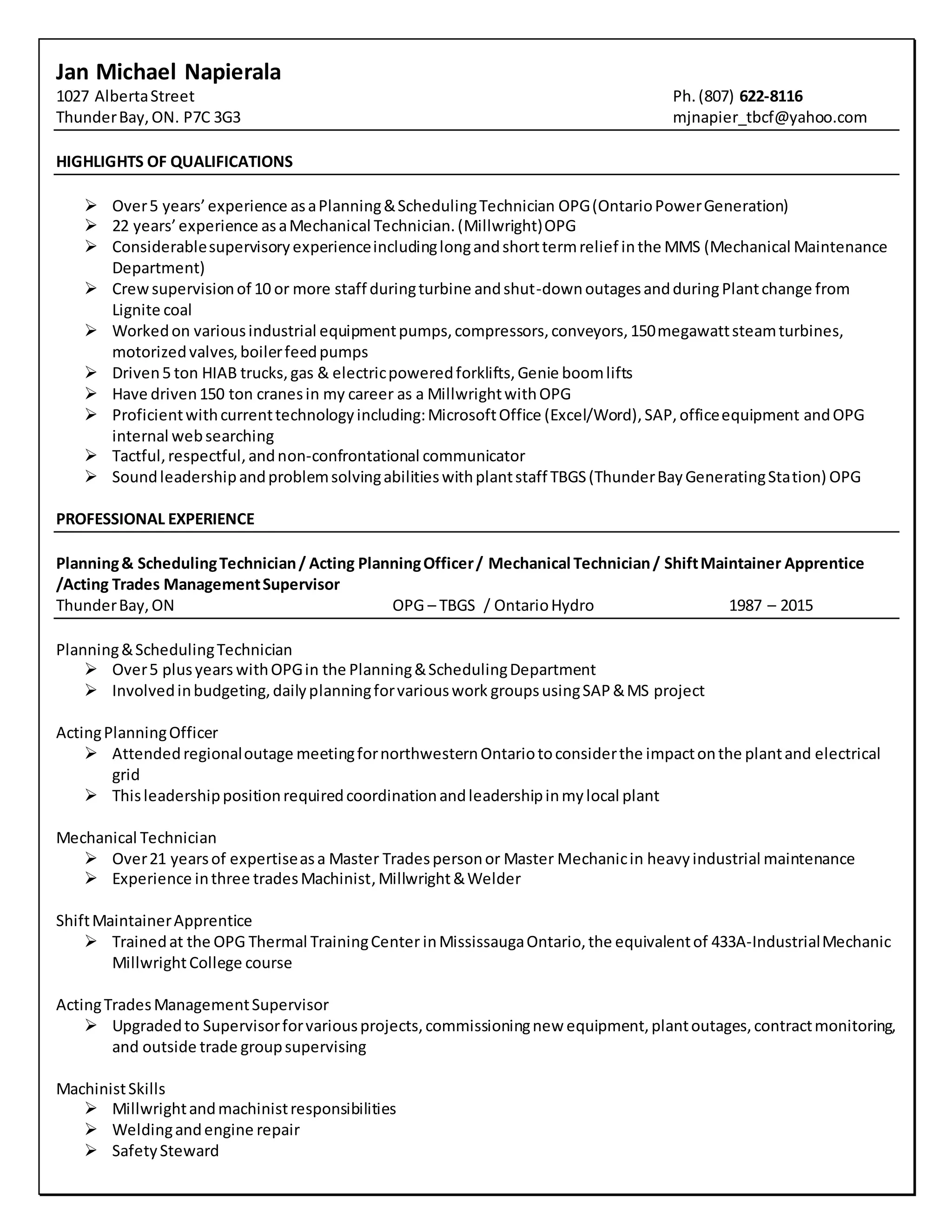 Jan Michael Napierala 2015 resume 2a | DOCX