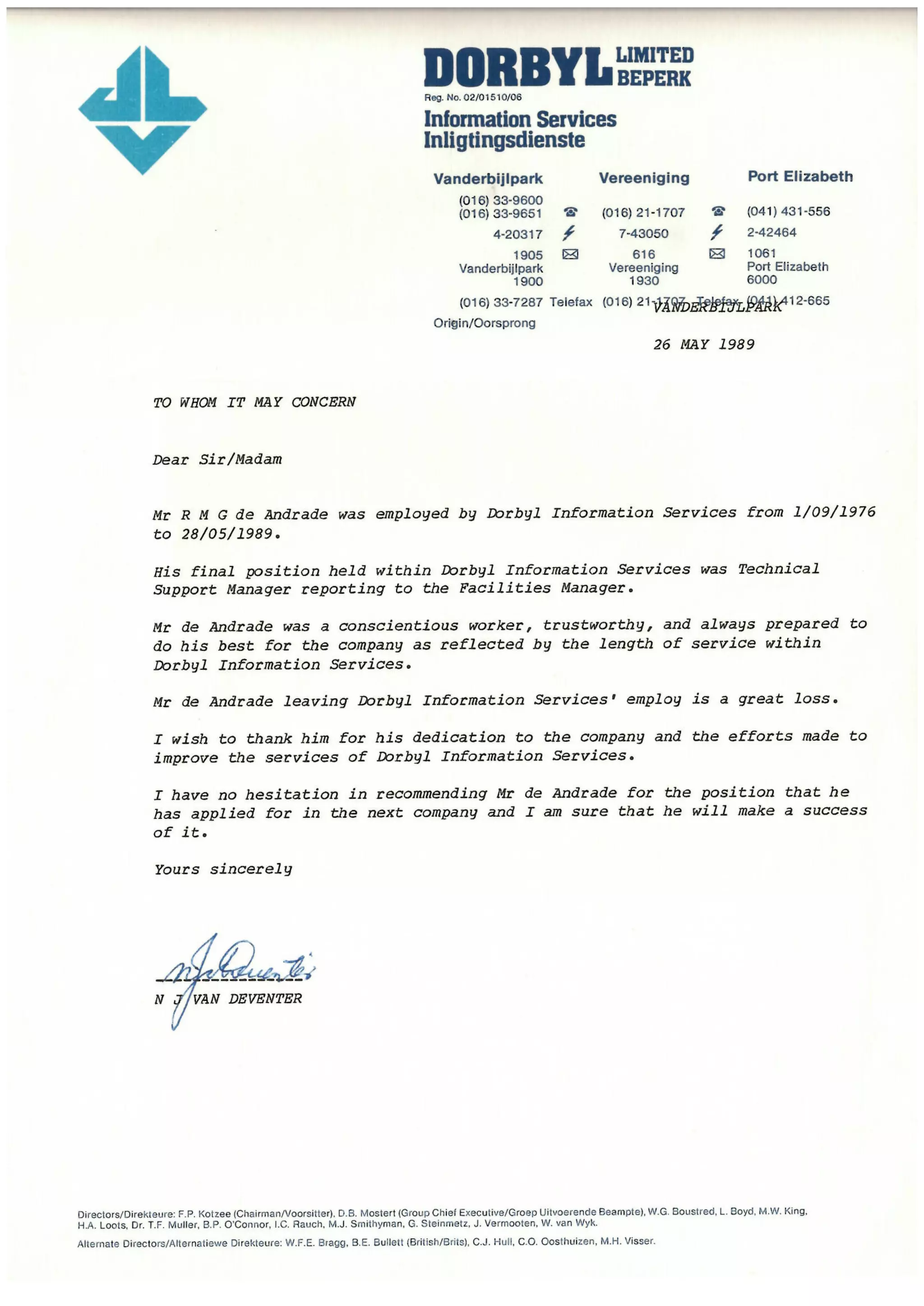 Letter of Recommendation - Dorbyl | PDF