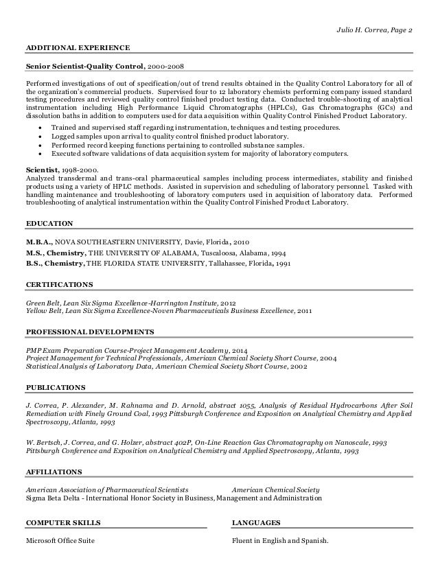 Julio Correa resume 2016