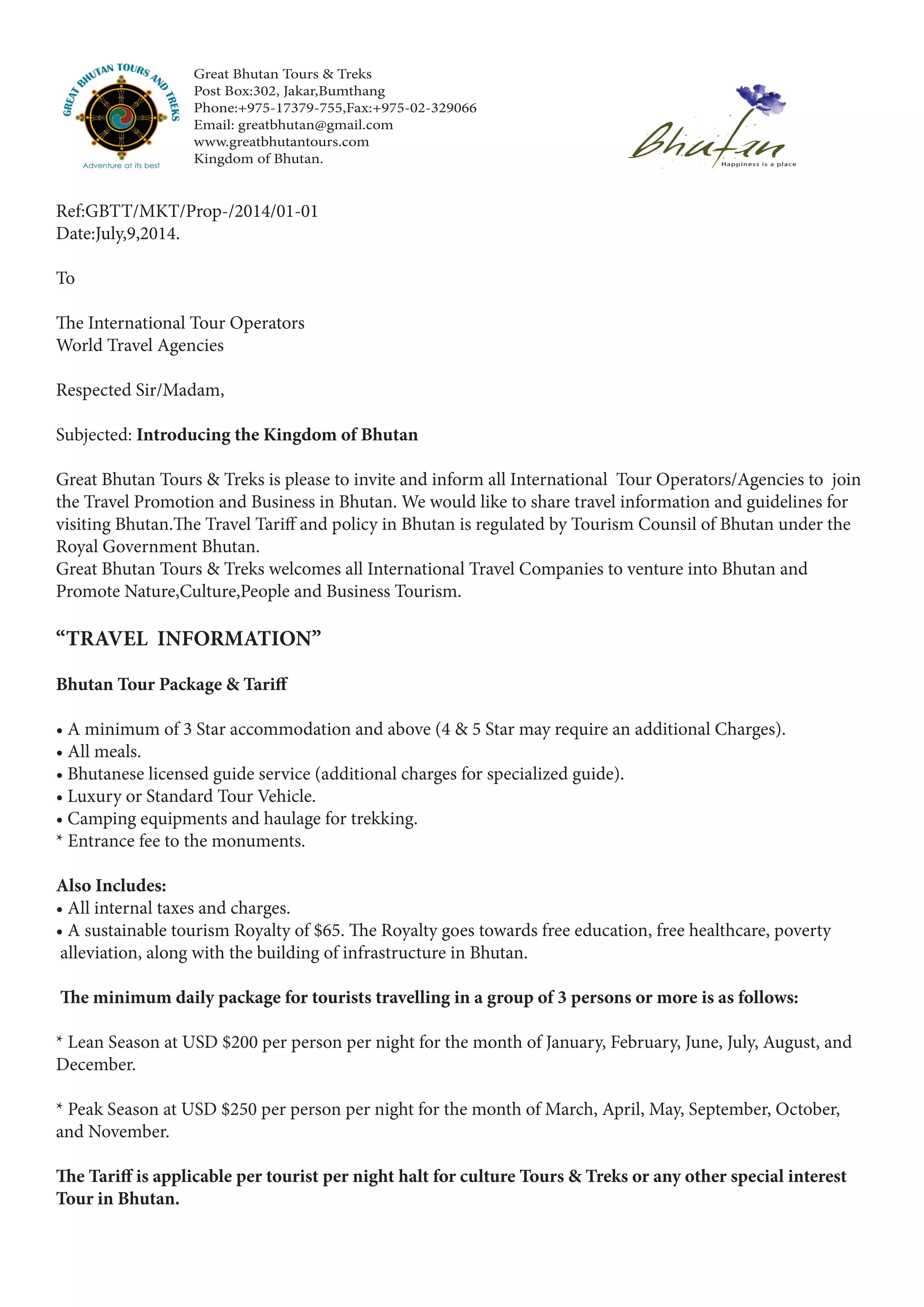 Bhutan Tourism Information. | PDF