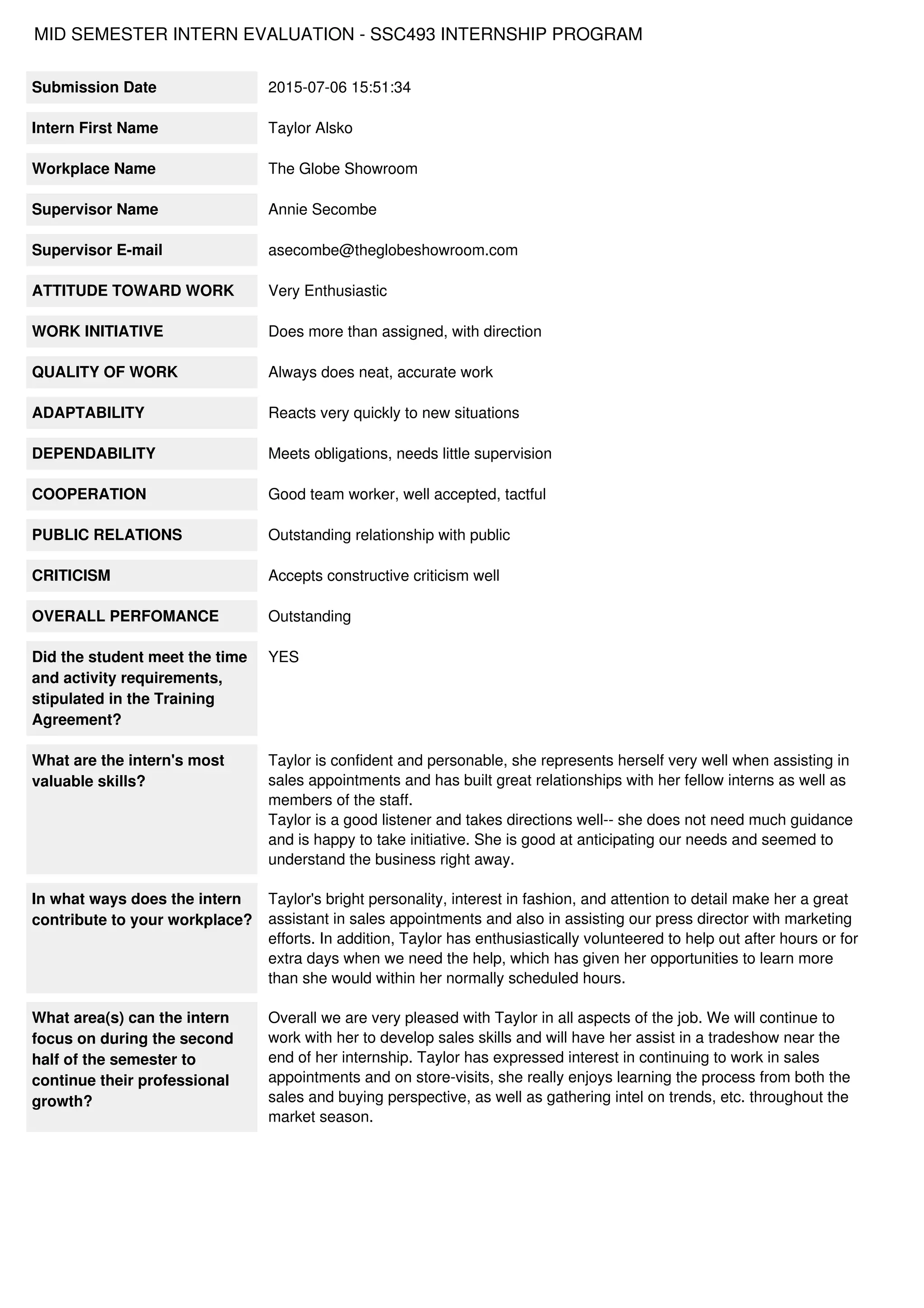 internship evaluation | PDF