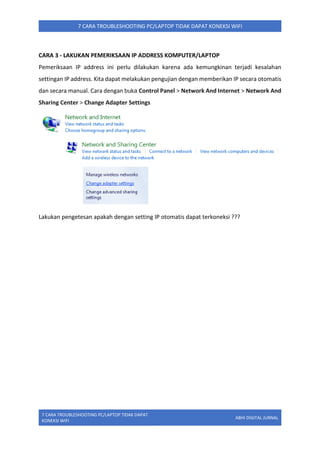 7 CARA TROUBLESHOOT PC/LAPTOP TIDAK KONEK WIFI | PDF