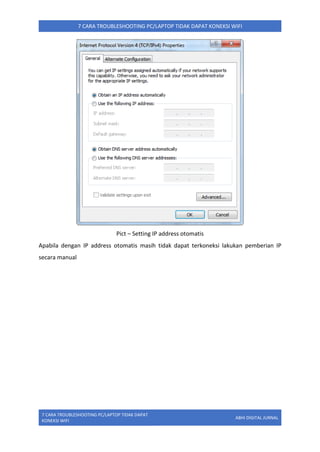 7 CARA TROUBLESHOOT PC/LAPTOP TIDAK KONEK WIFI | PDF