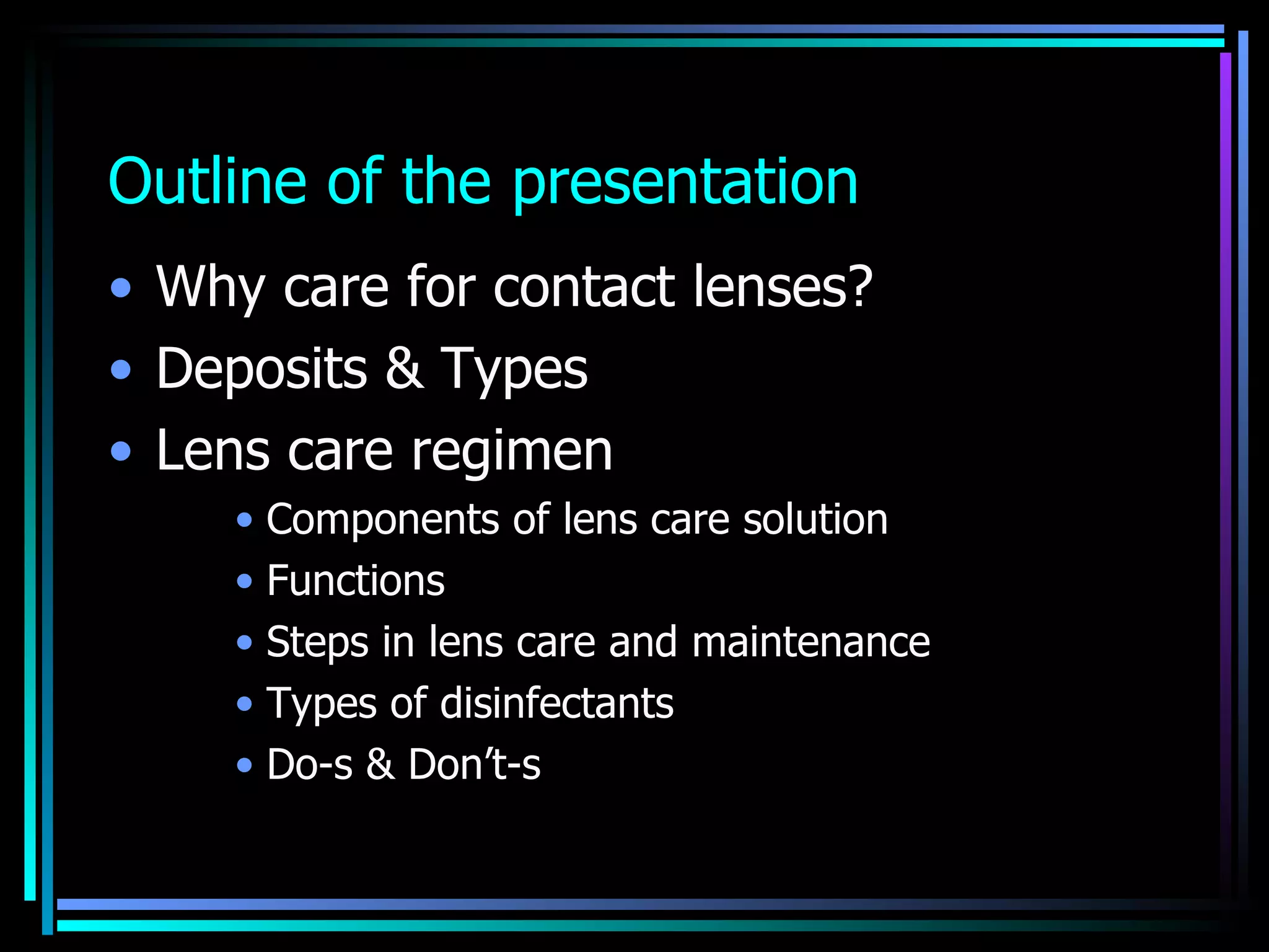 care and maintenance of soft contact lenses | PPT