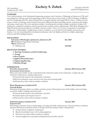 Zack Zubek Resume | DOCX