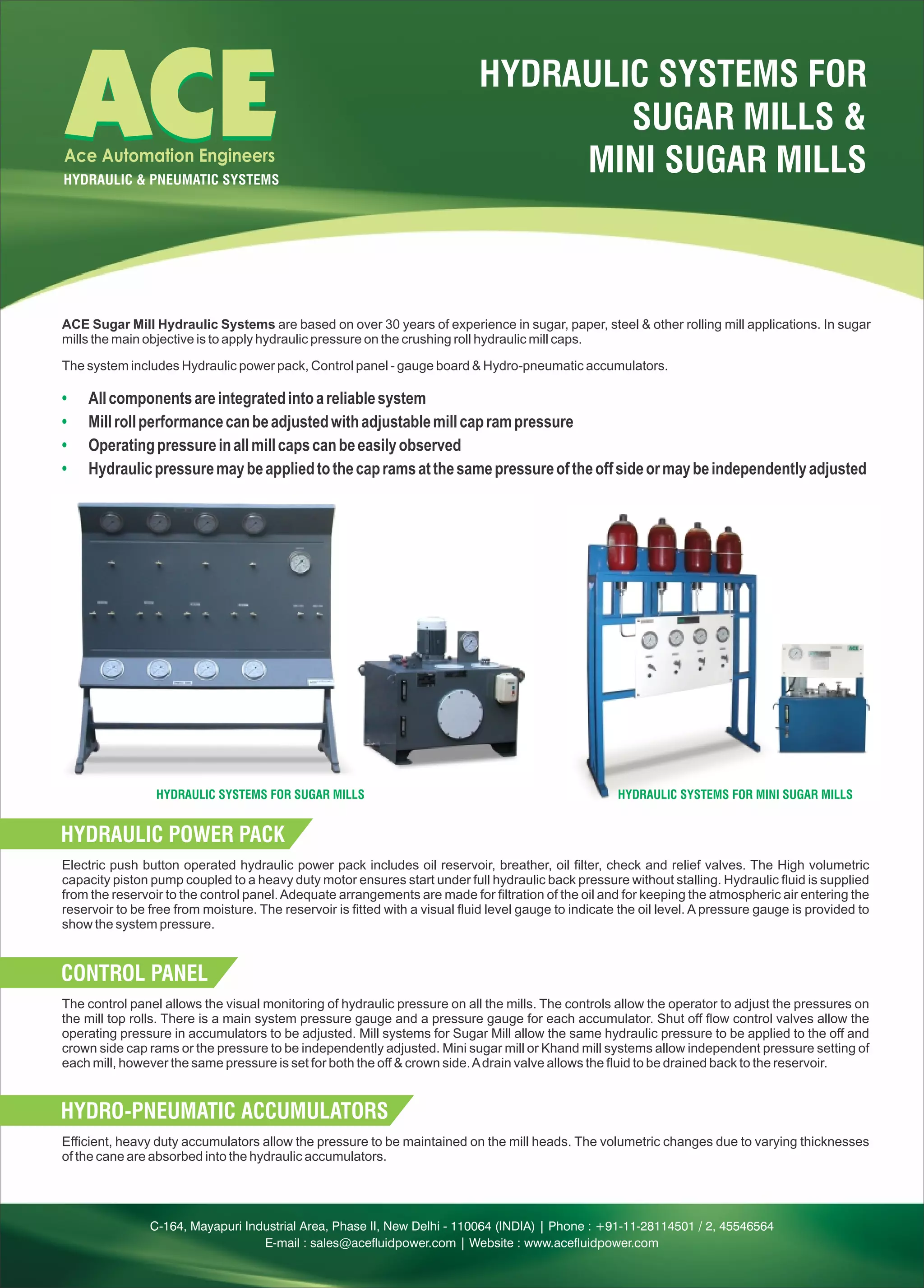 Hydraulic Systems for Sugar Mills | PDF