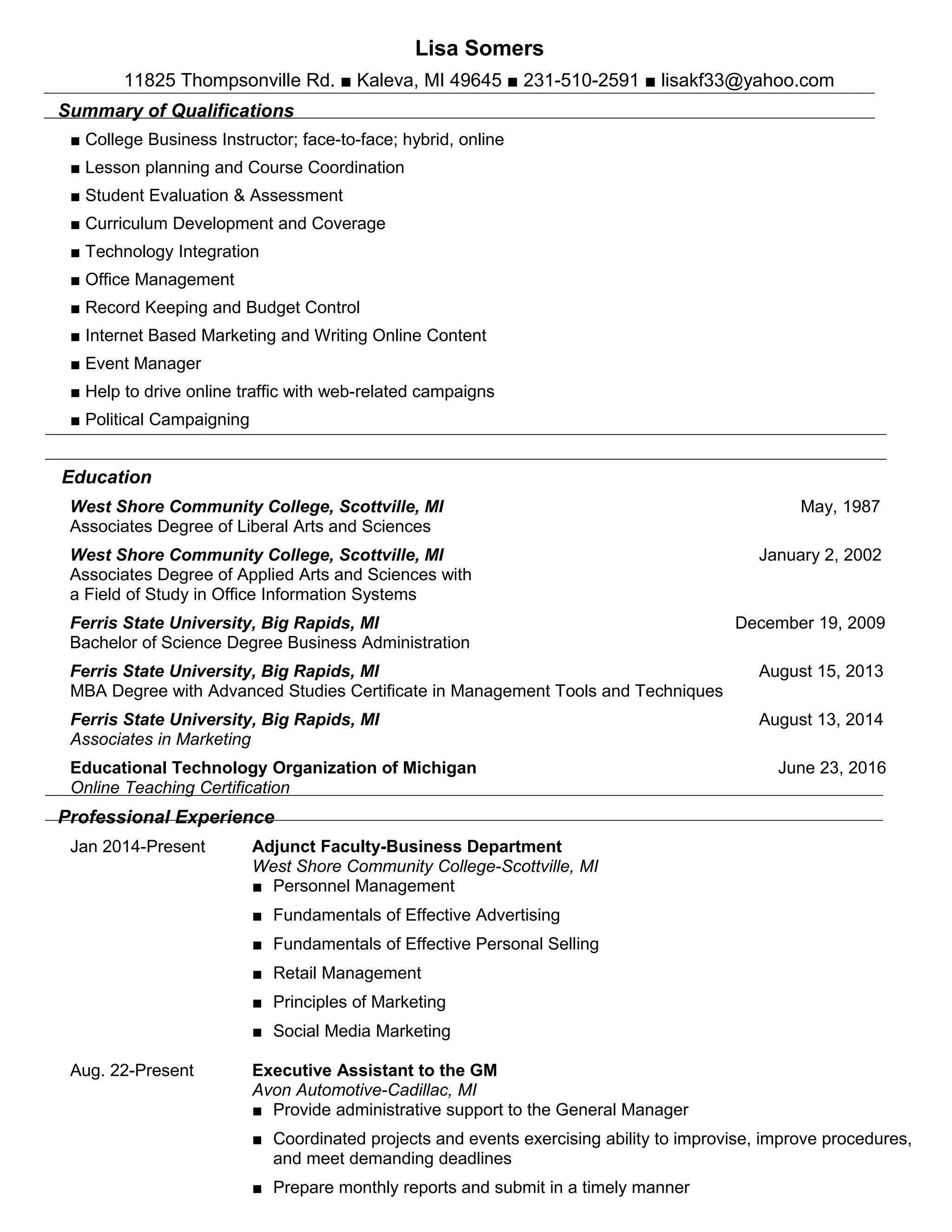 Lisa Somers Resume for WSCC | PDF