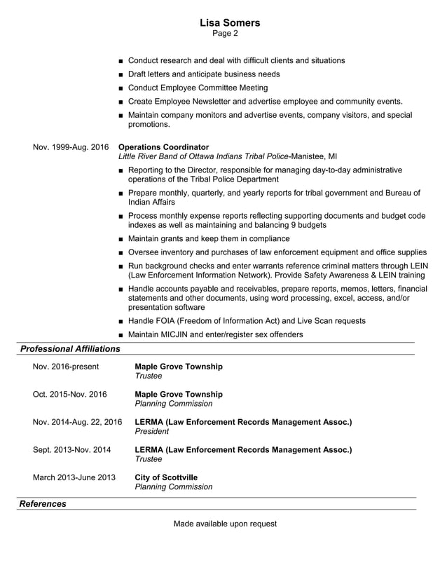 Lisa Somers Resume for WSCC | PDF