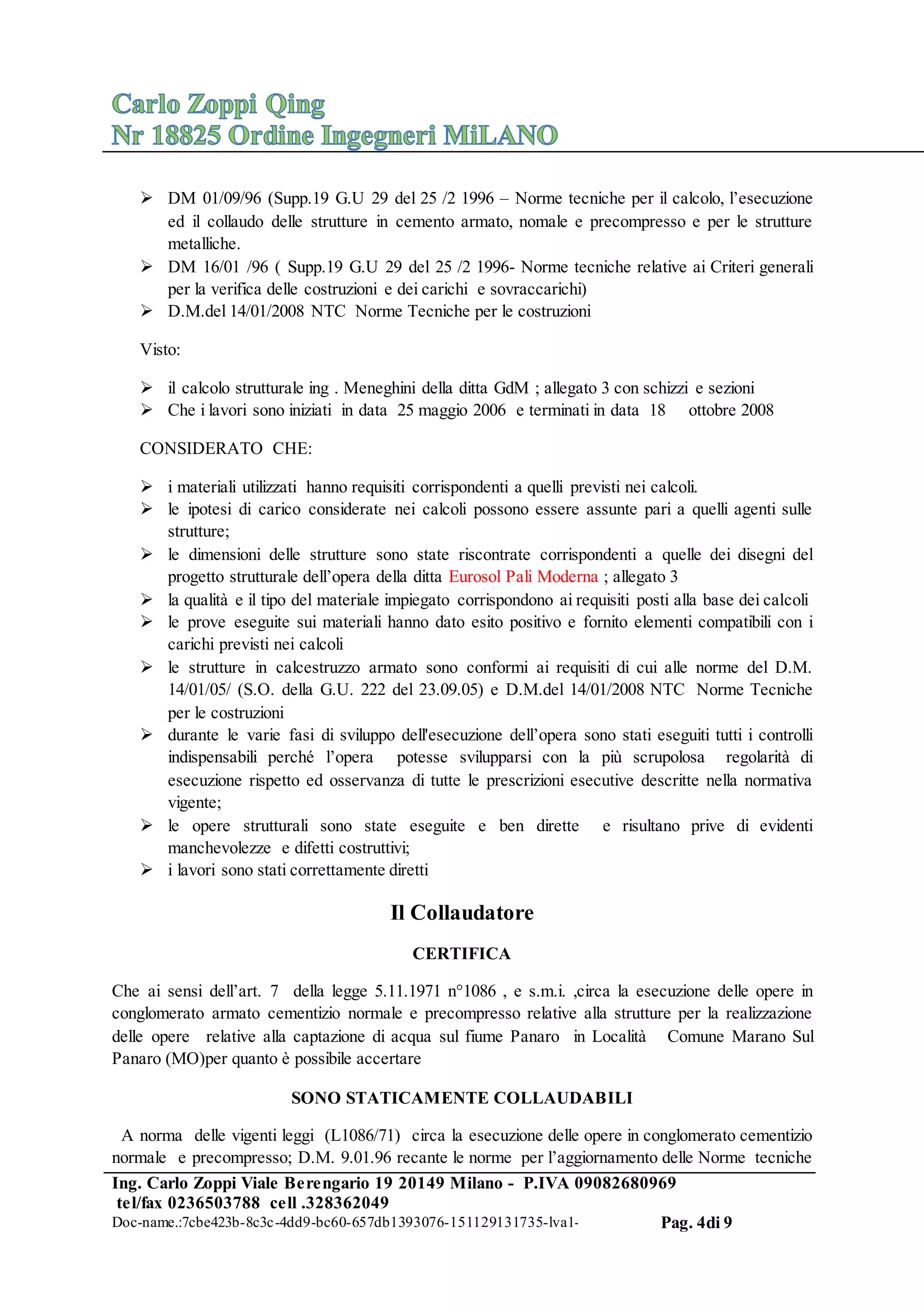 Collaudo Marano | DOCX
