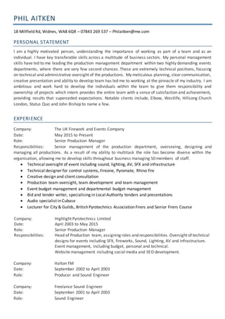 Philip Aitken CV 25-7-16 | PDF | Christianity | Religion & Spirituality