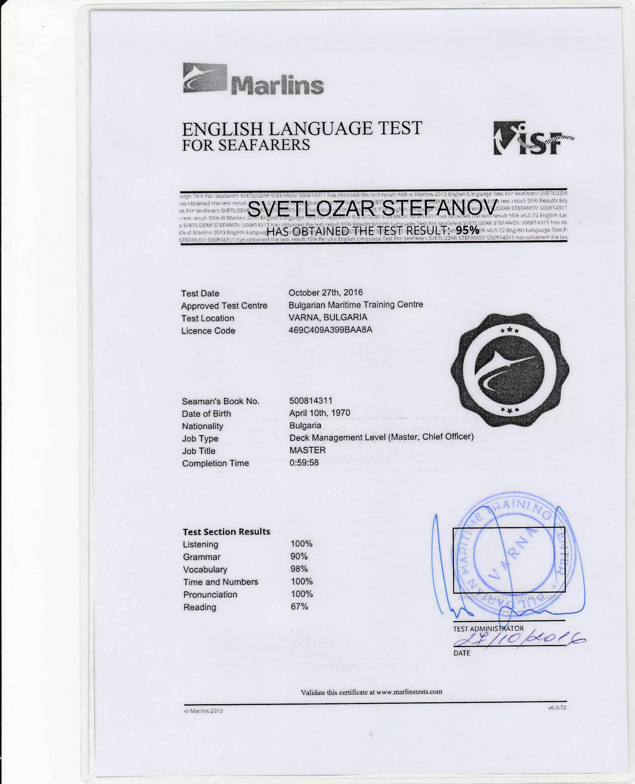 Marlins Test | PDF