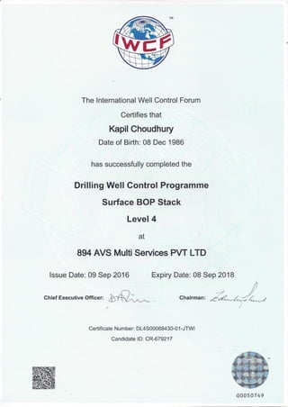 iwcf certificate | PDF