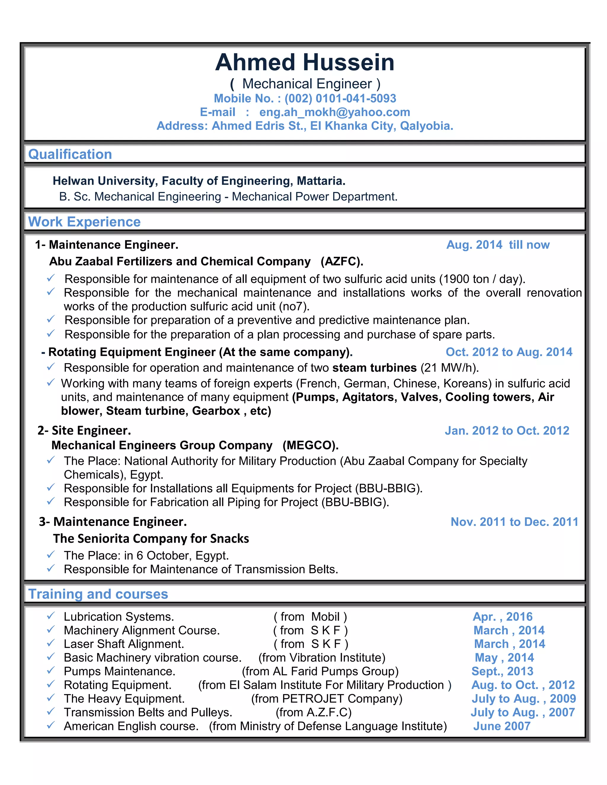 0 CV Ahmed Hussein_1_ | PDF