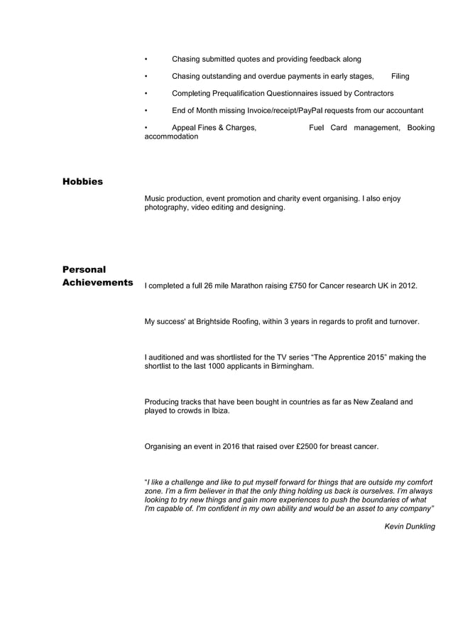 Kevin Dunkling CV - MARCH 2016 | PDF