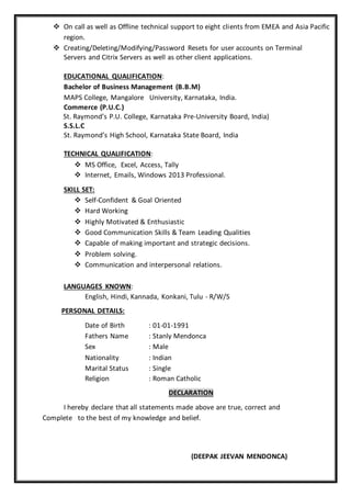 Deepak - CURRICULUM VITAE | PDF