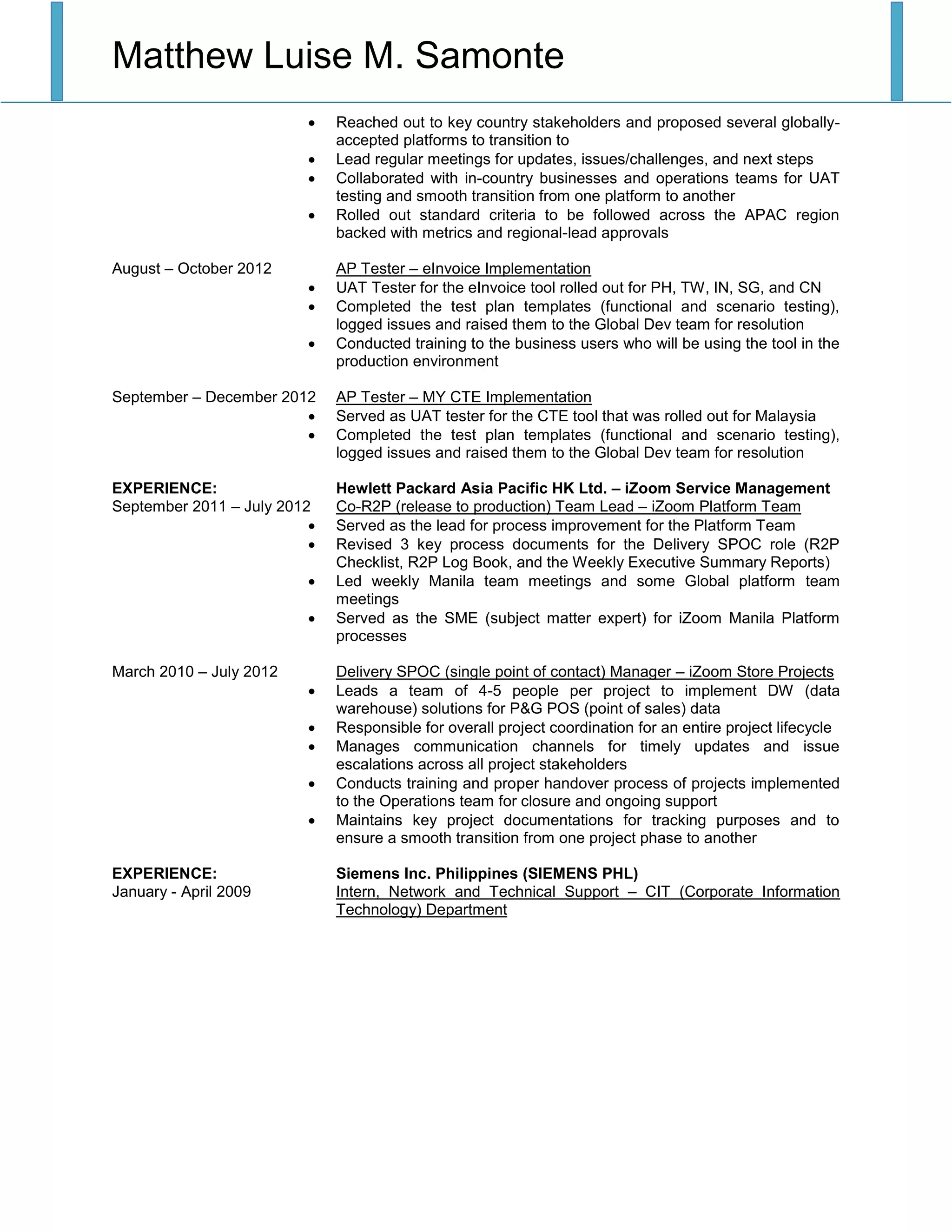 CV - Matthew Samonte 2016 | PDF