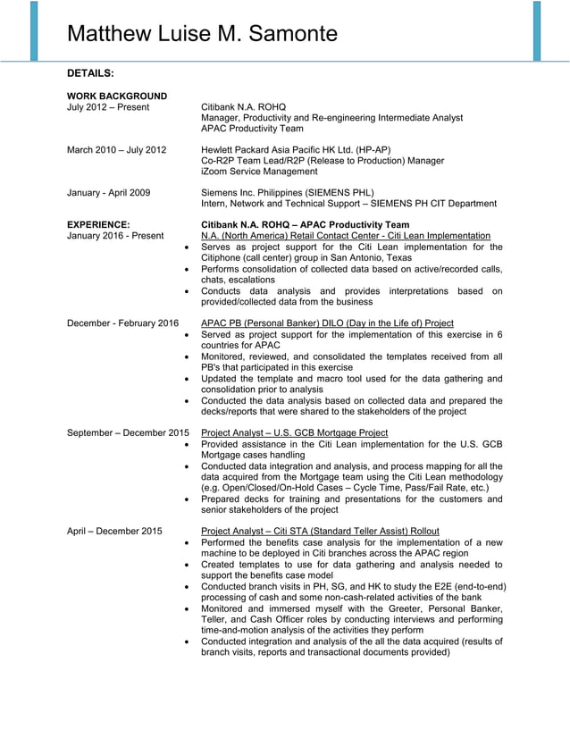 CV - Matthew Samonte 2016 | PDF