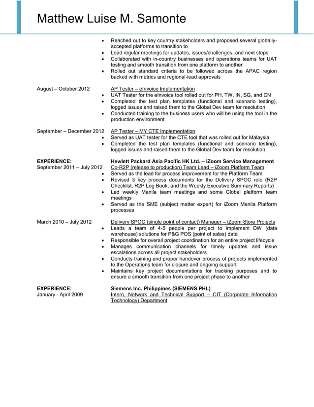 CV - Matthew Samonte 2016 | PDF