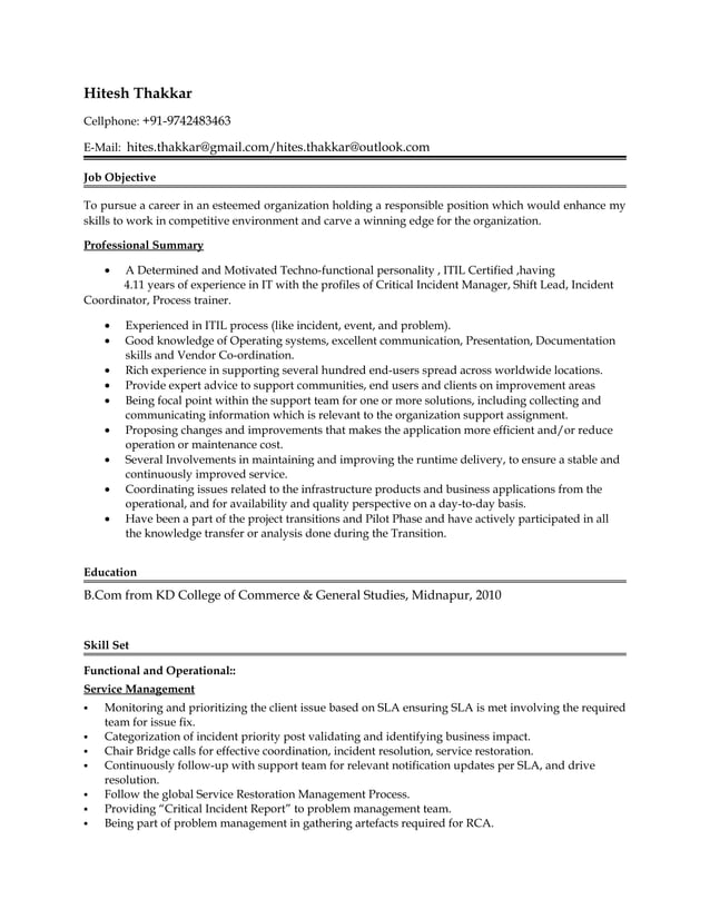 Hitesh Thakkar.resume | PDF