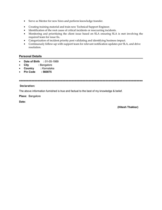 Hitesh Thakkar.resume | PDF