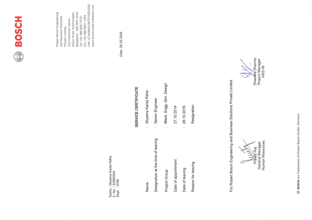Bosch Service Certificate | PDF