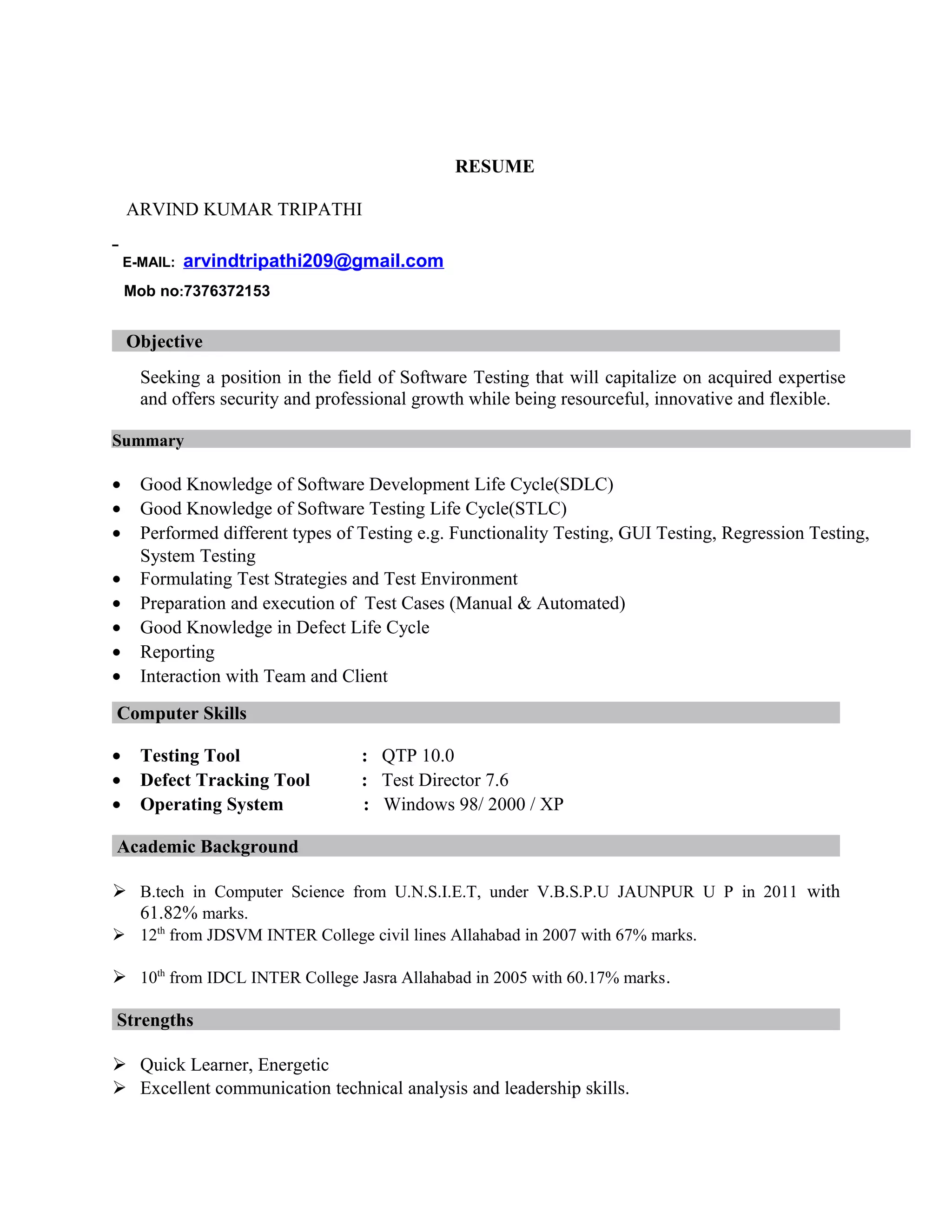 Arvind resume - Copy | PDF