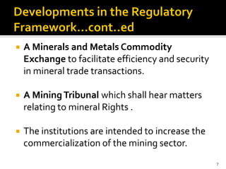 MINING ACT - REGULATORY FRAMEWORK | PPT