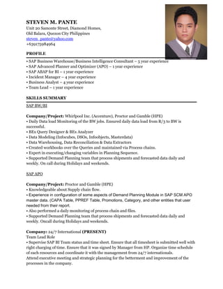 Steven-Pante-SAP-BI-Consultant-2016 | PDF