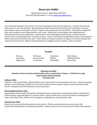 Dessa Padilla Resume 2-2015 | DOC