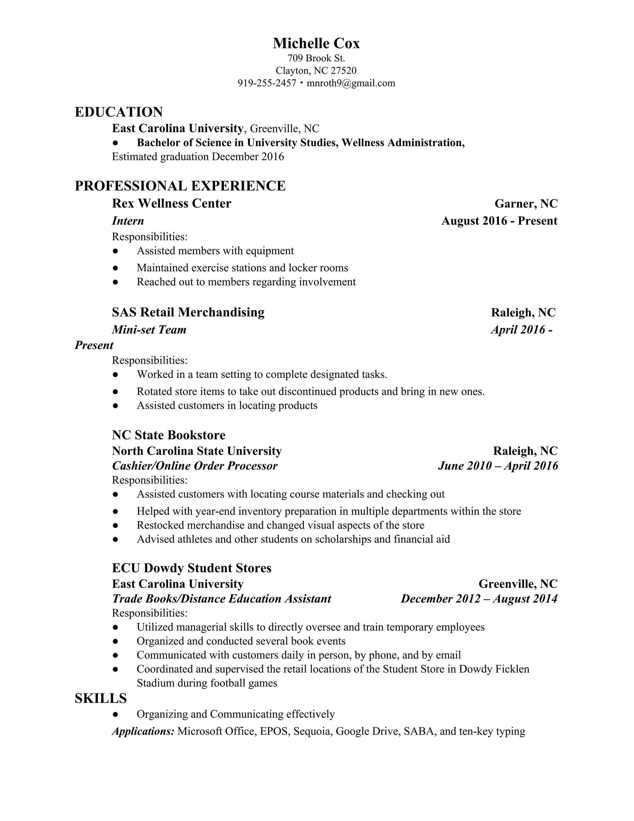 Michelle Cox - Resume | PDF
