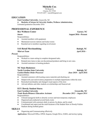 Michelle Cox - Resume | PDF