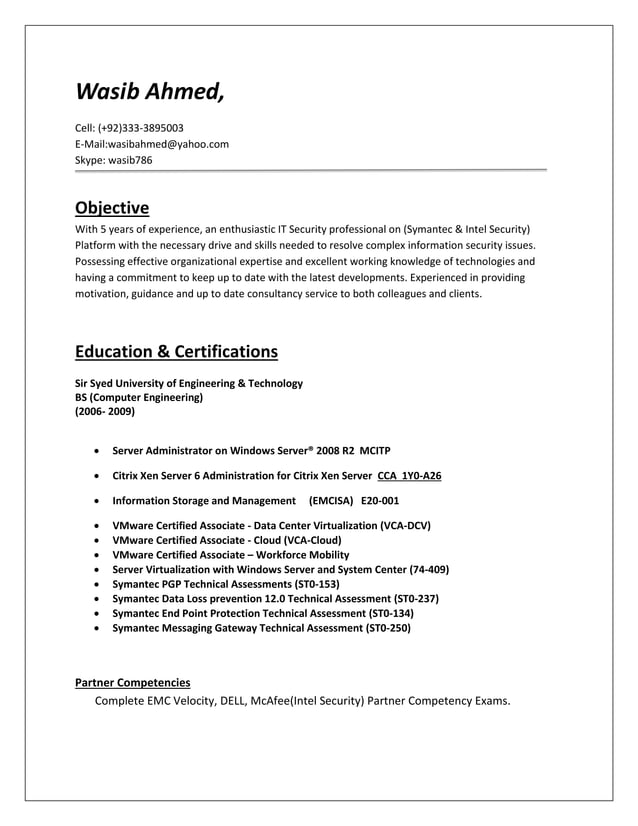 Wasib Resume(Information Security) | PDF