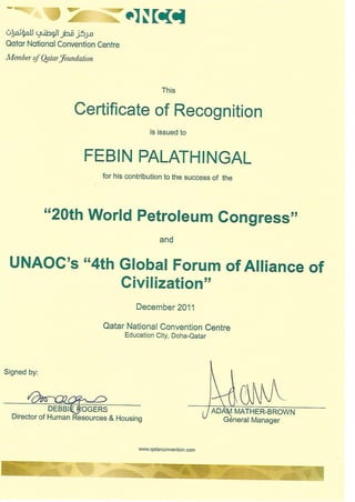Certificate-QNCC, Qatar | PDF