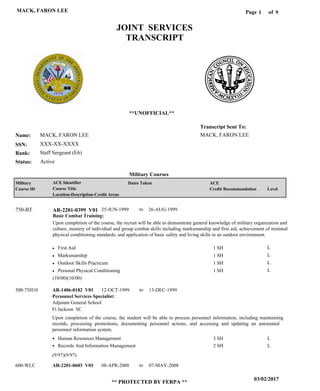 JOINT SERVICES TRANSCRIPT | PDF | Professional School | Postgraduate ...