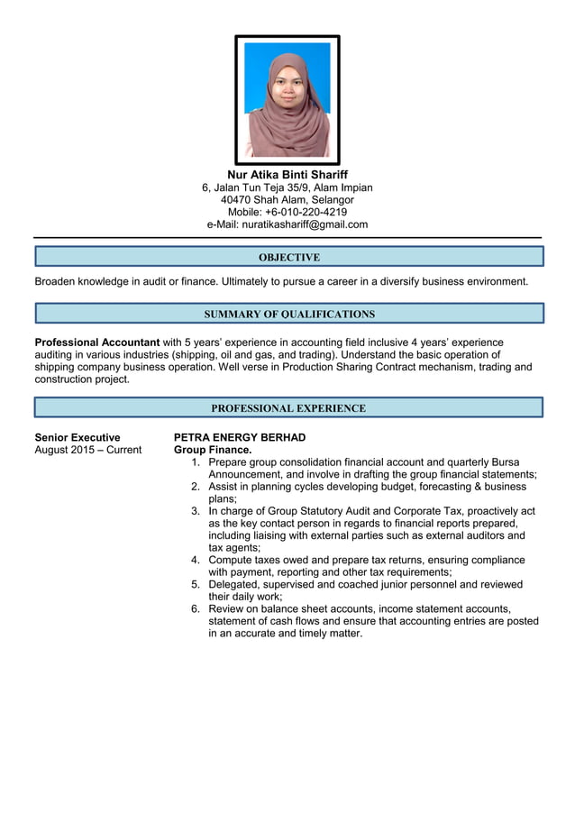 Resume_Nur Atika Shariff | PDF