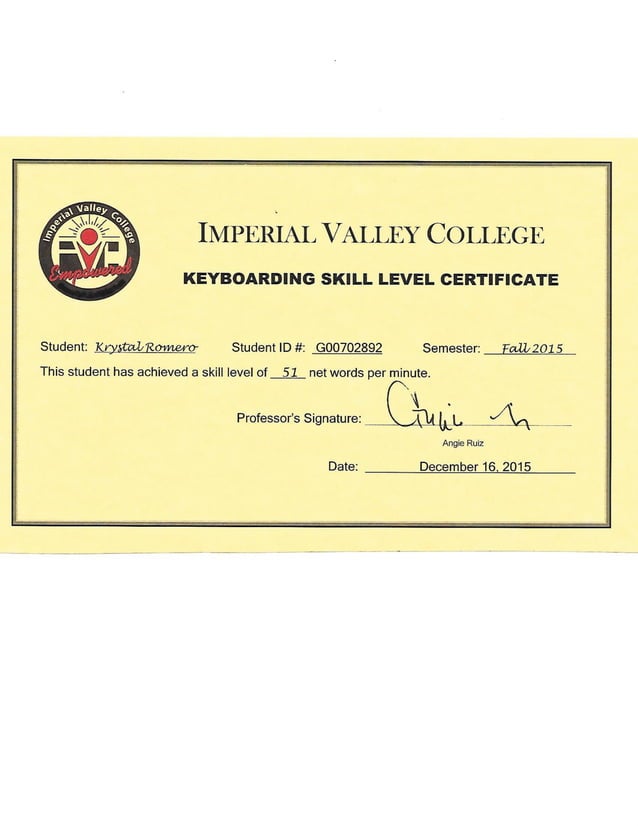 51 typing certificate | PDF