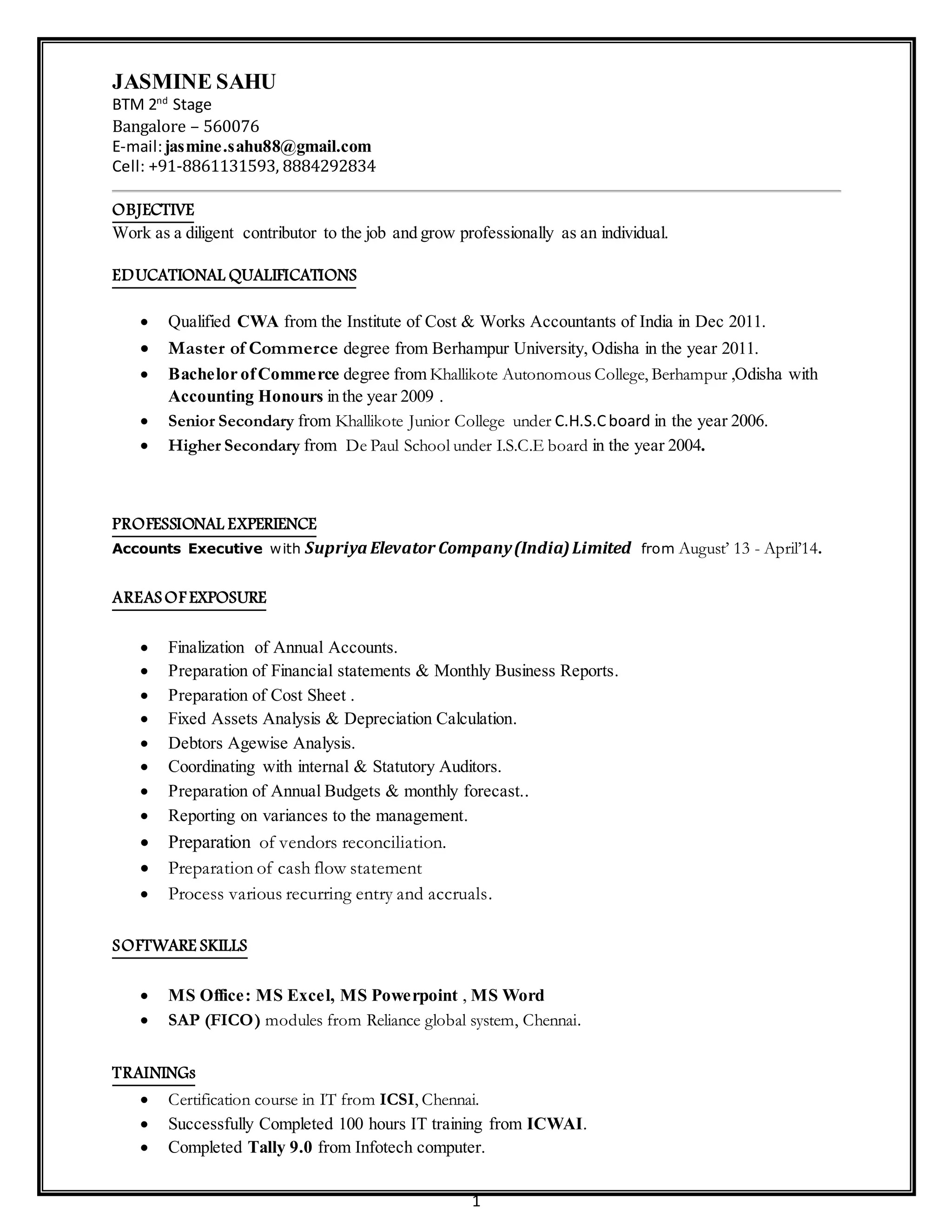 jasmine resume | DOCX