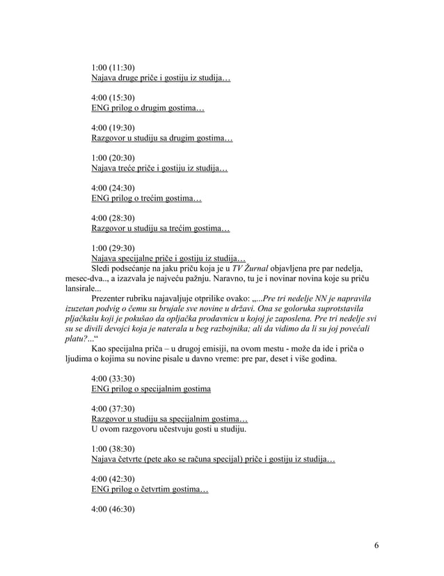 TV projekat TV Žurnal (talk show) | PDF