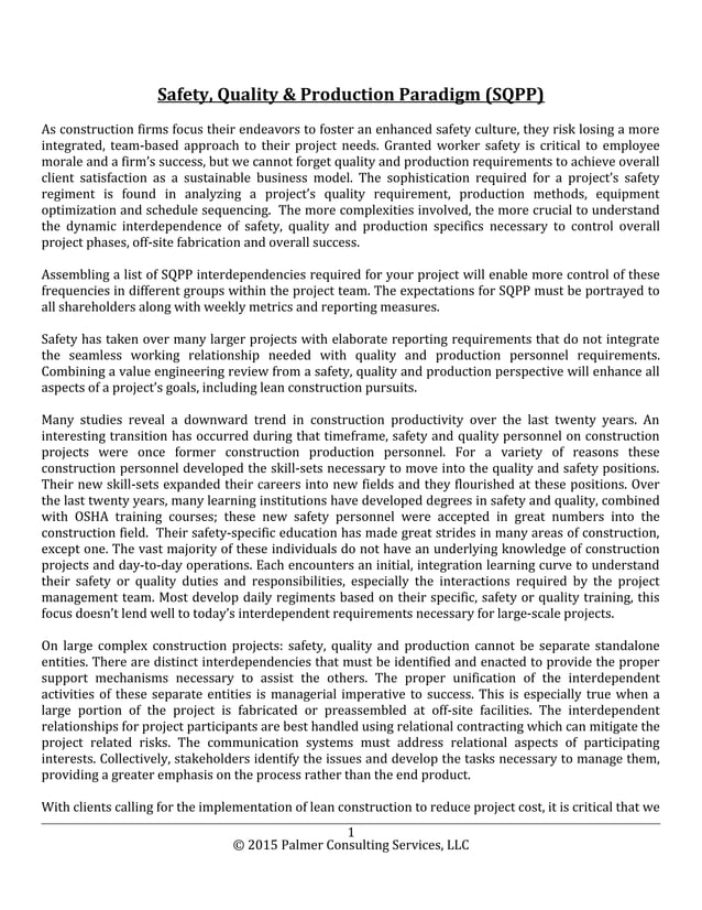 SQP | DOC | Construction Industry | Industries