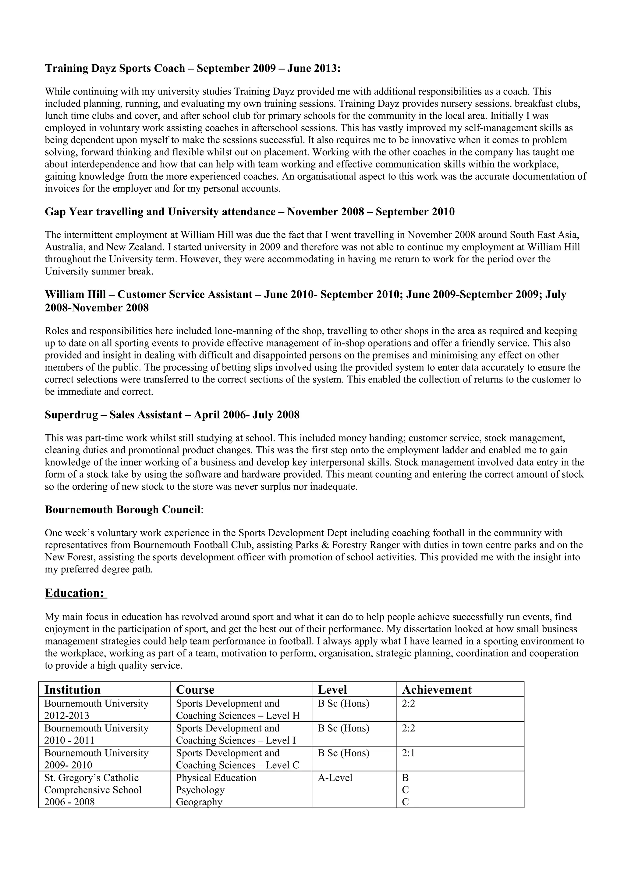 Phillip Teague CV | DOC | Business | Business and Finance