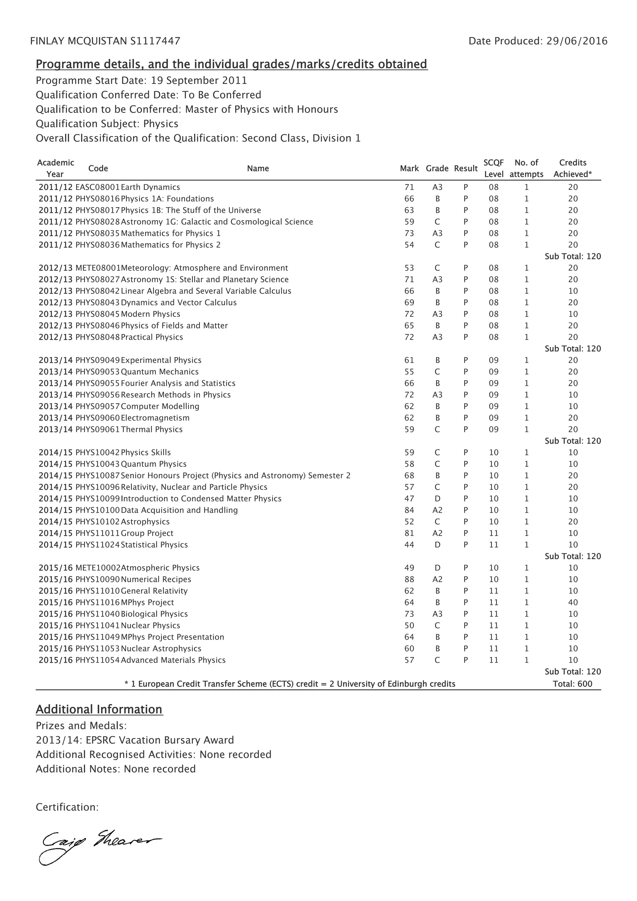 academic transcript | PDF