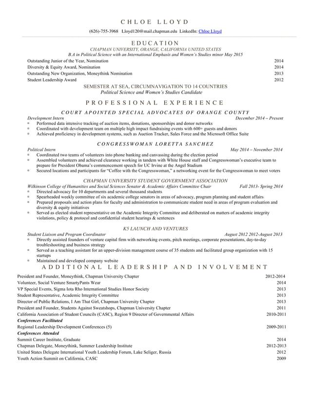 Chloe Lloyd 2015 Resume | PDF