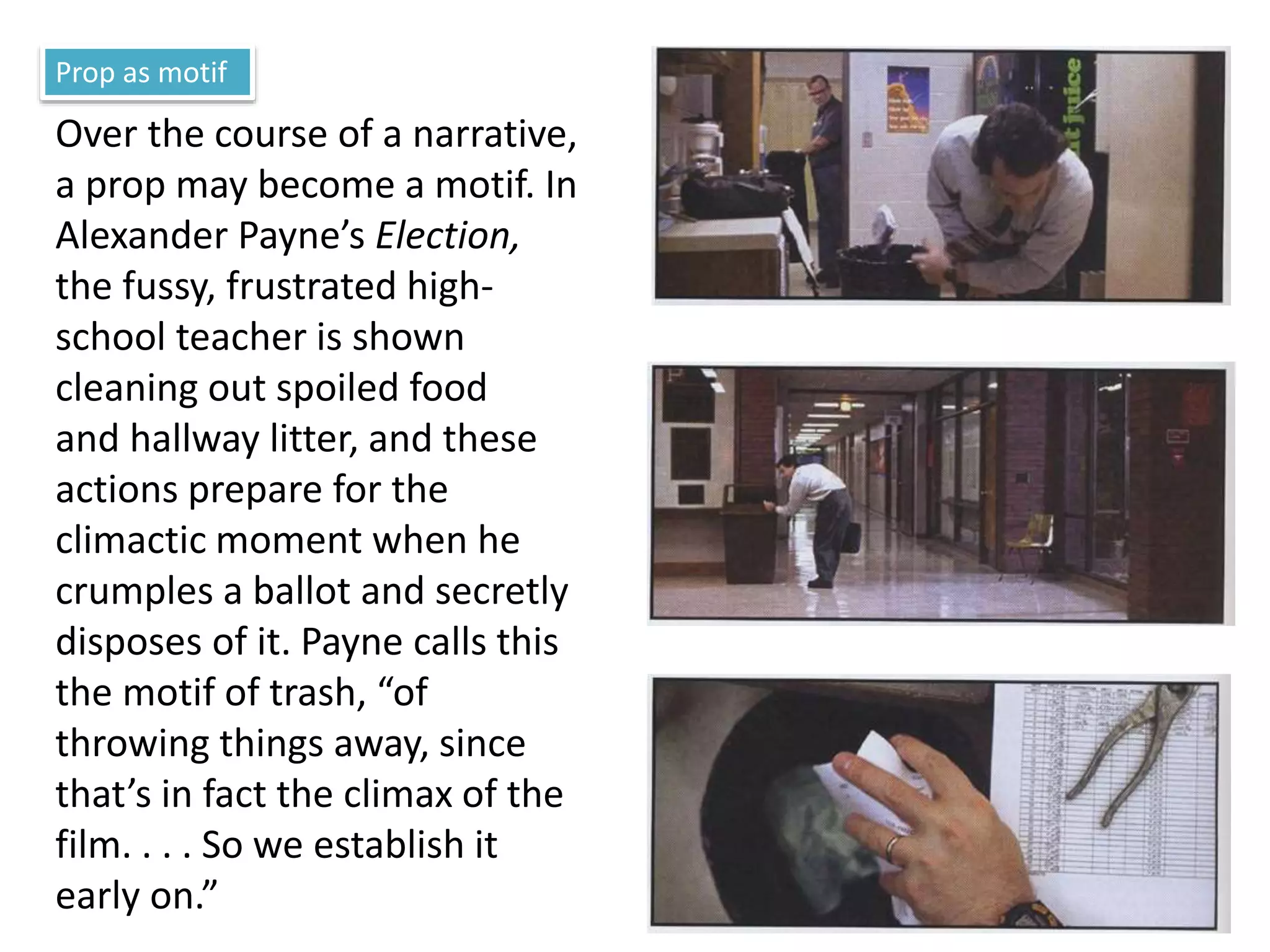 Film language: mise en scene - props | PPTX | Movies | Entertainment