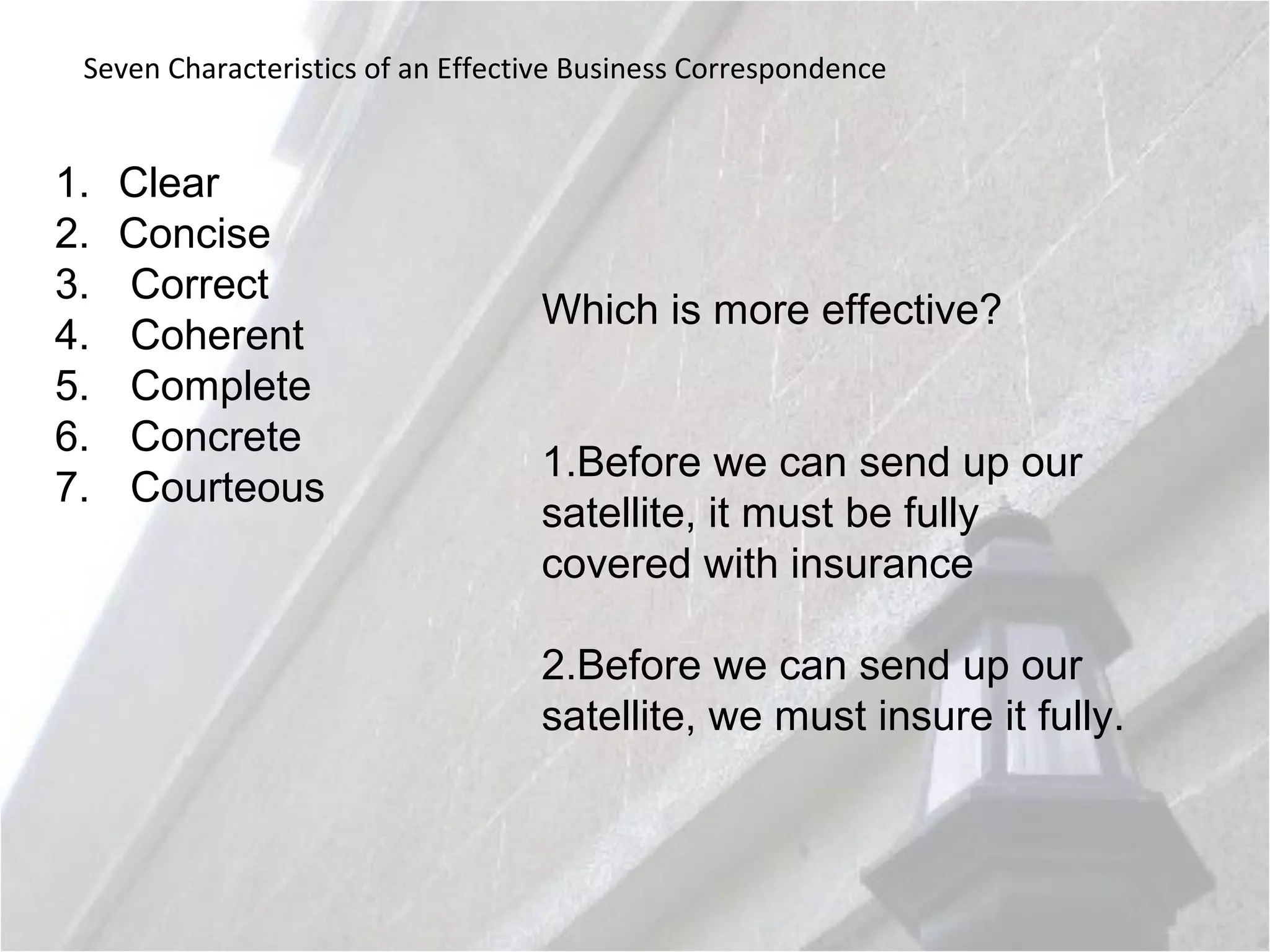 7 characterisitics of effective business correspondence | PPT