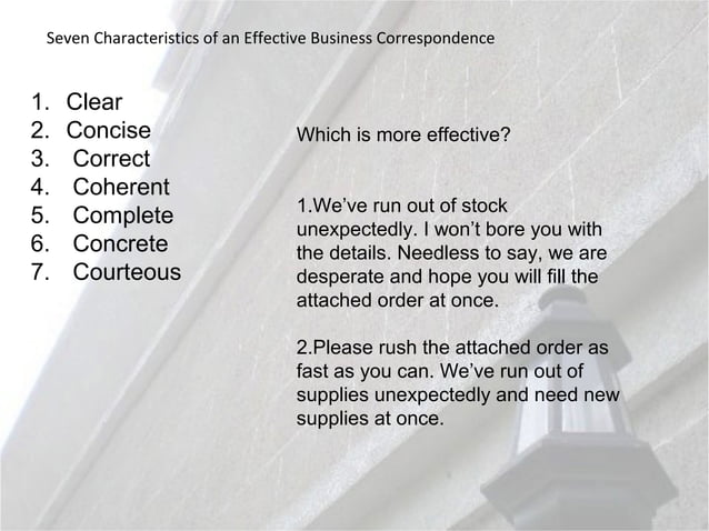 7 characterisitics of effective business correspondence | PPT | Email ...
