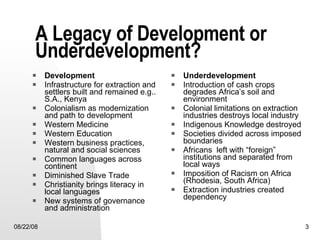 7 Class #9 Post Colonial Development Note | PPT