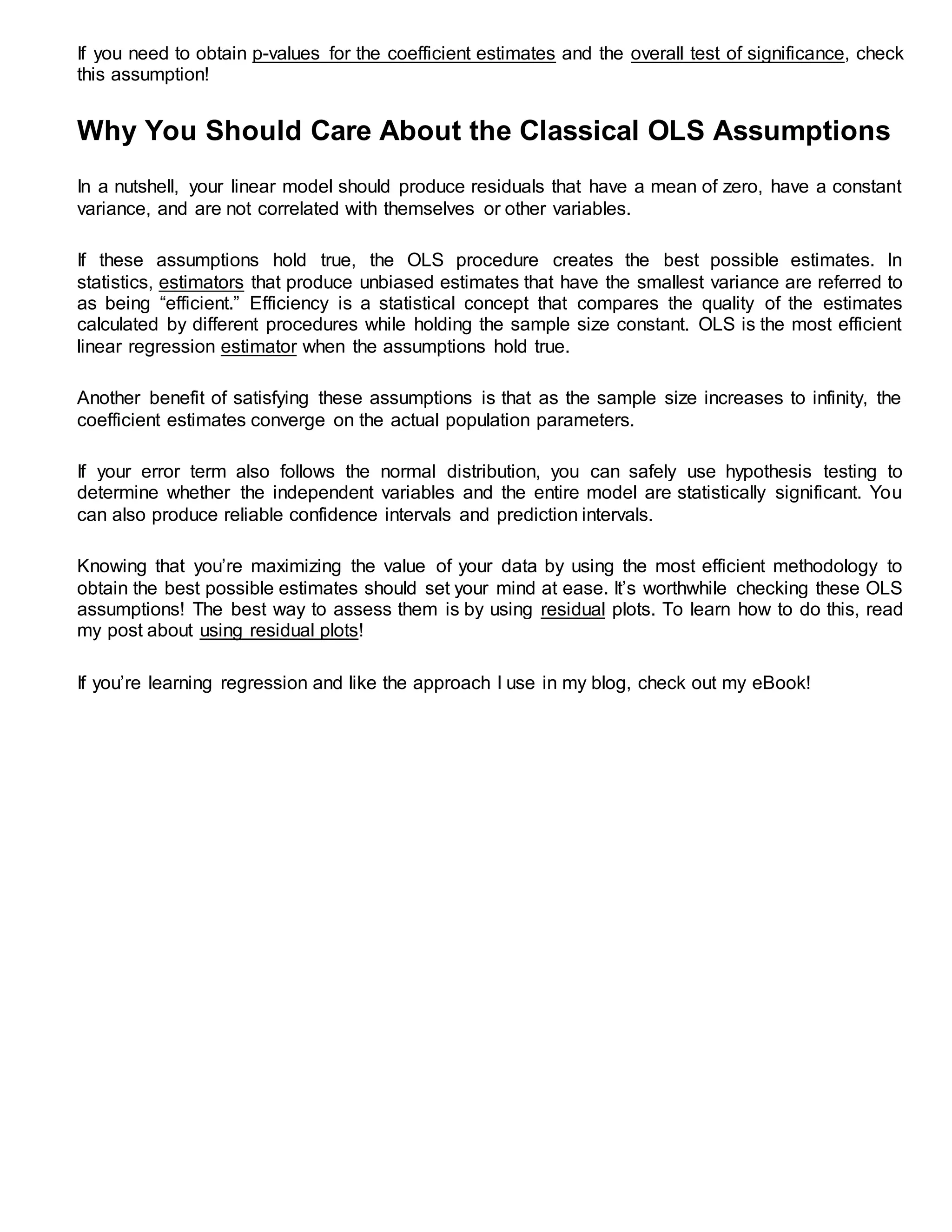 7 classical assumptions of ordinary least squares | DOCX